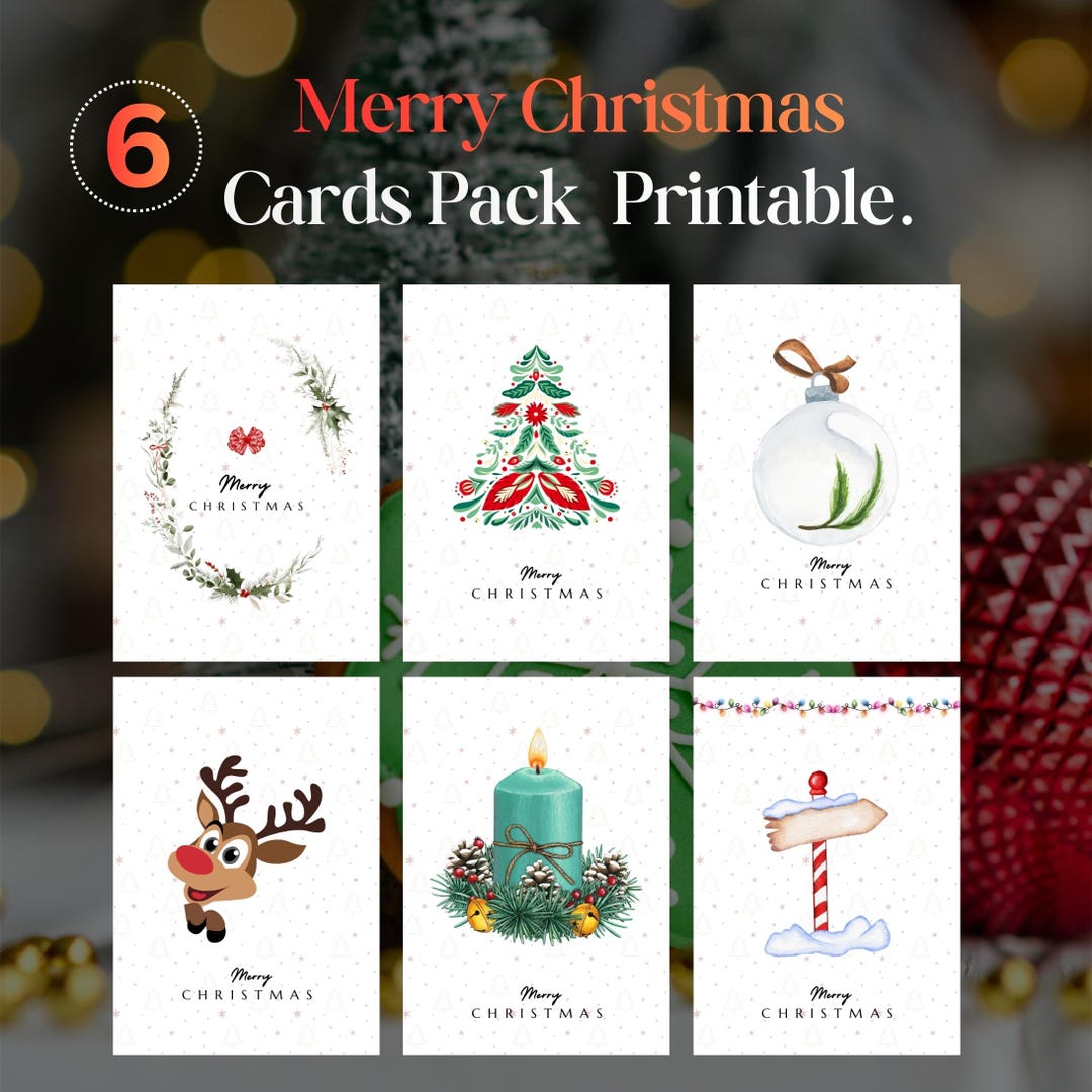 Printable Christmas Cards Bundle | Holiday Greetings (digital Download ...