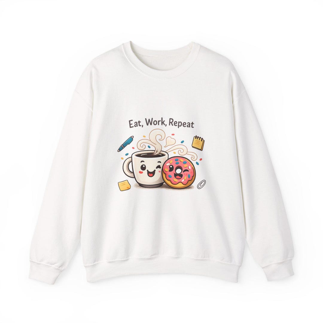 Eat, Work, Repeat Sweatshirt | Office Humor, Coffee Fuel, Meeting Memes ...