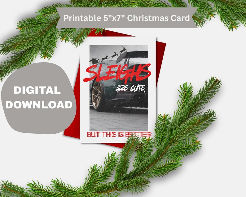 Funny Car-themed Christmas Card Printable • “sleighs Are Cute but This ...