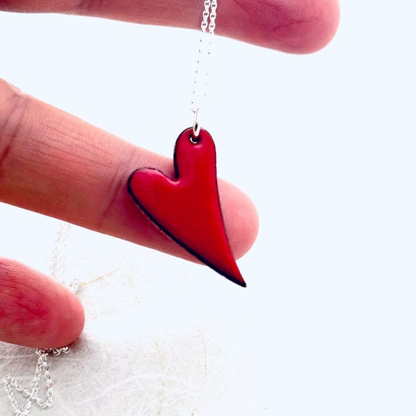 Red Heart Necklace - Etsy
