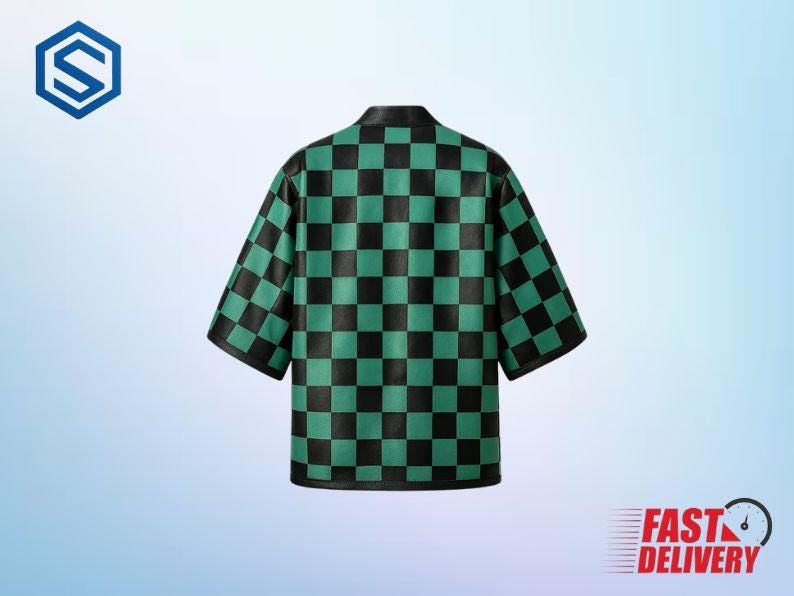 Demon Slayer Tanjiro Kamado Cosplay Kimono Jacket | Green & Black ...