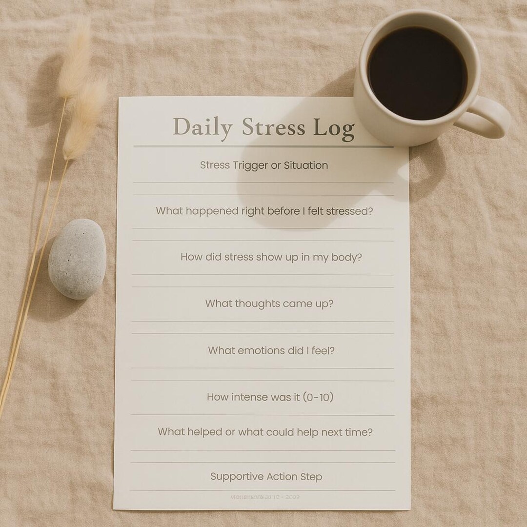 Daily Stress Log | Stress Tracker Worksheet | Mental Health Printable ...