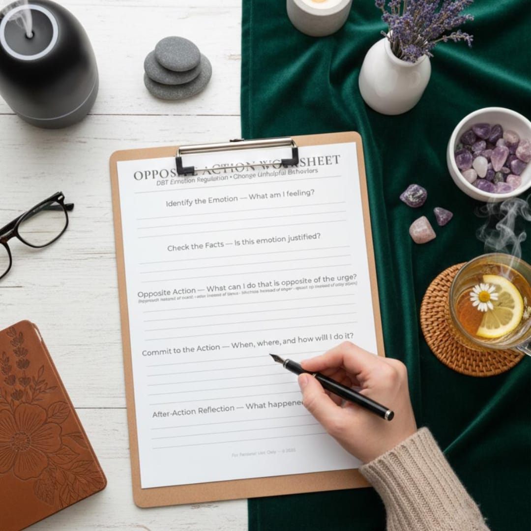 Opposite Action Worksheet | DBT Emotion Regulation Skill | Change ...