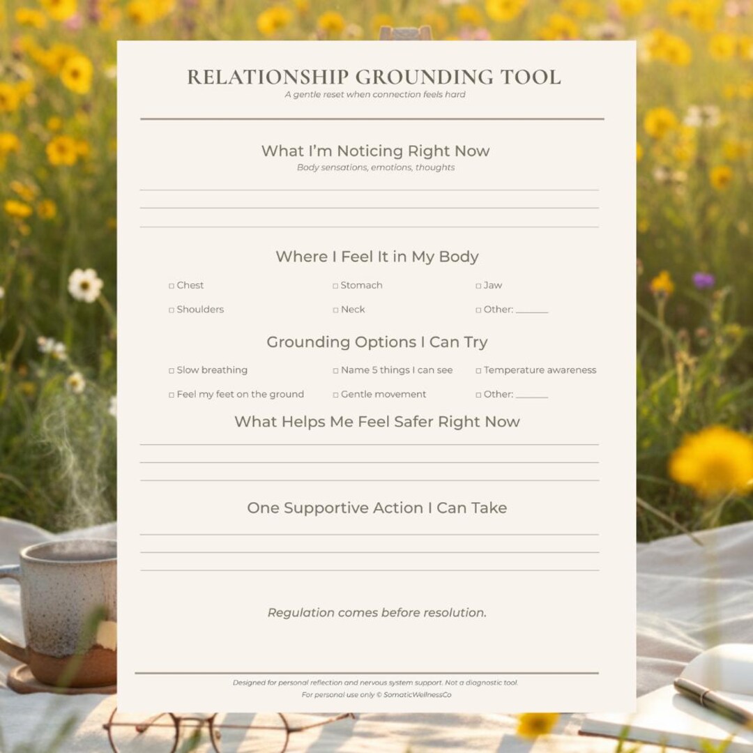 Relationship Grounding Tool Worksheet | Emotional Safety & Nervous ...