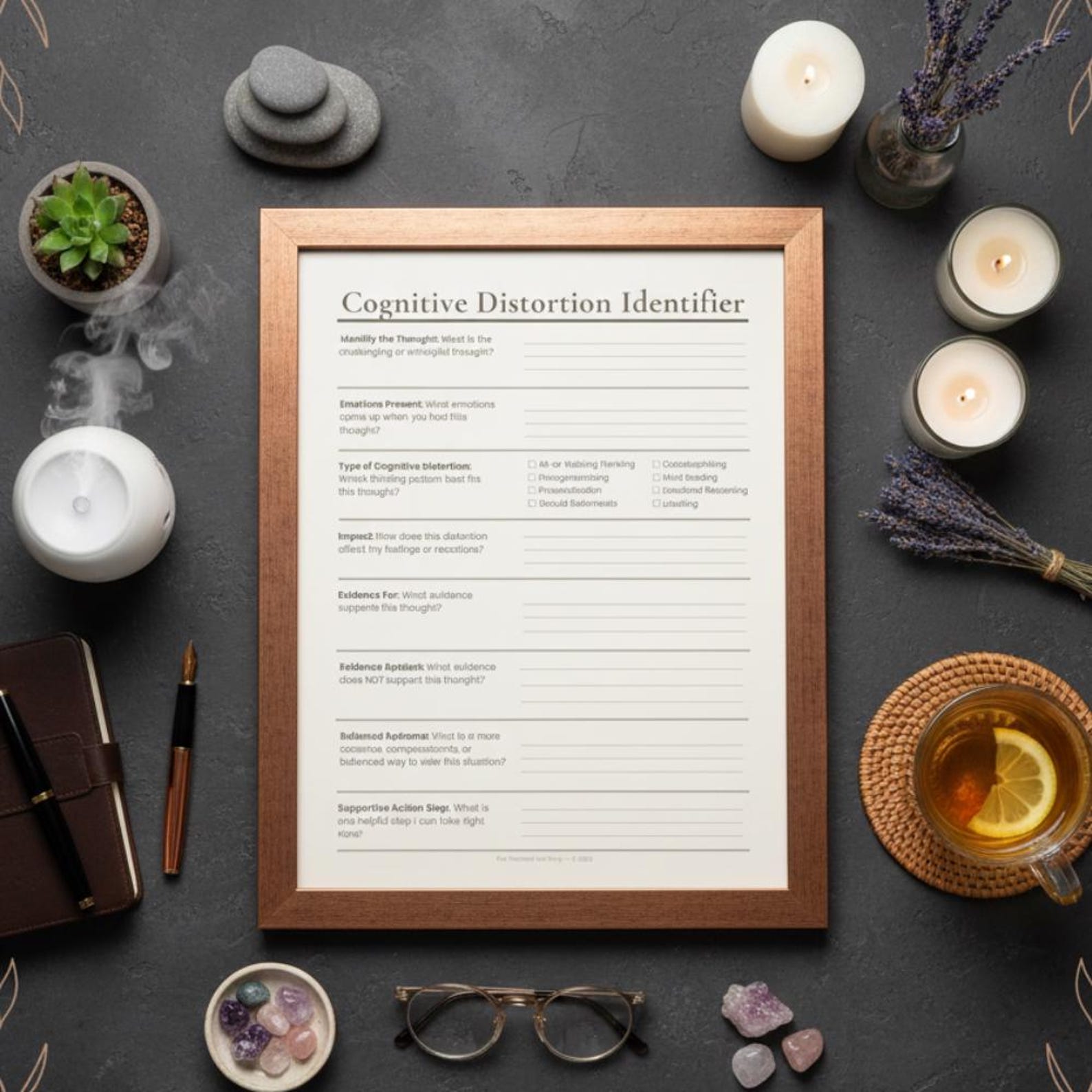 Cognitive Distortion Identifier Worksheet | CBT Printable | Thought ...
