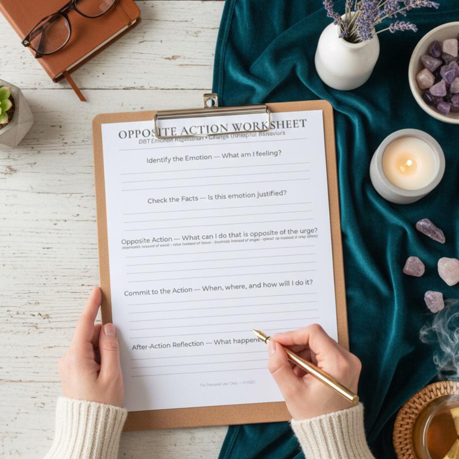 Opposite Action Worksheet | DBT Emotion Regulation Skill | Change ...