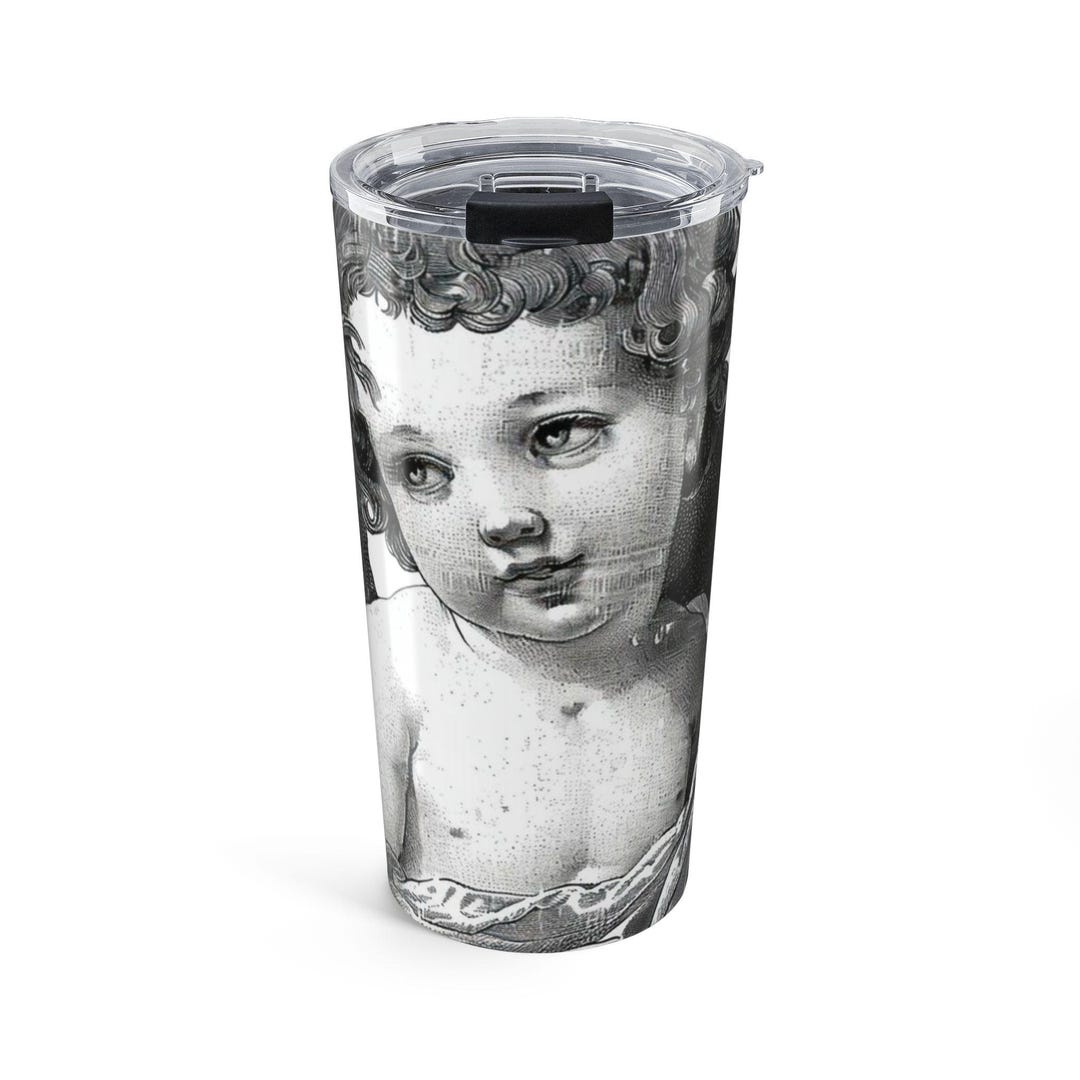 Vintage Cherub Portrait Tumbler 20oz | Angel Wing Illustration - Etsy