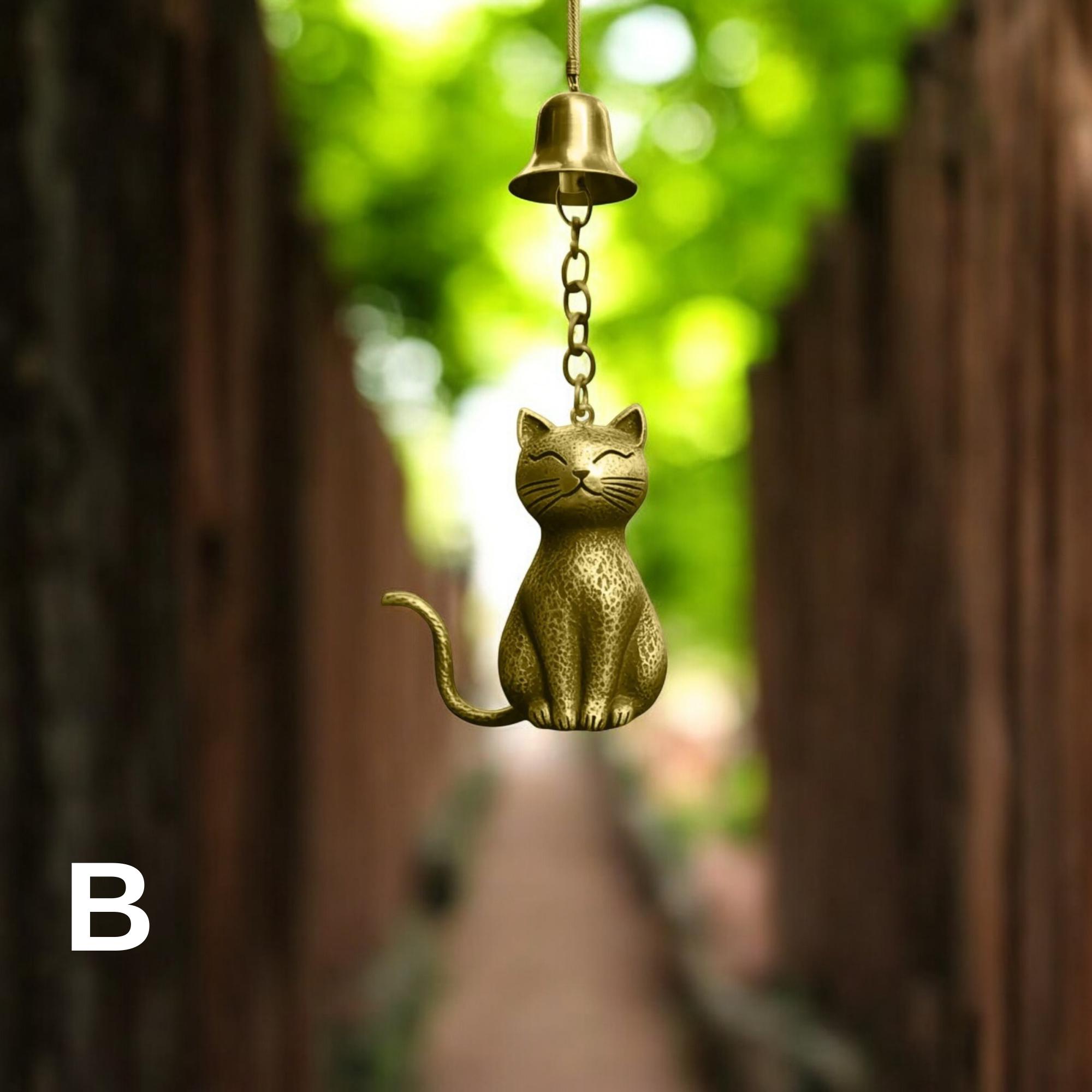 Vintage Bronze Gold Tone Cat Wind Chime – Cute Feline Garden Bell ...