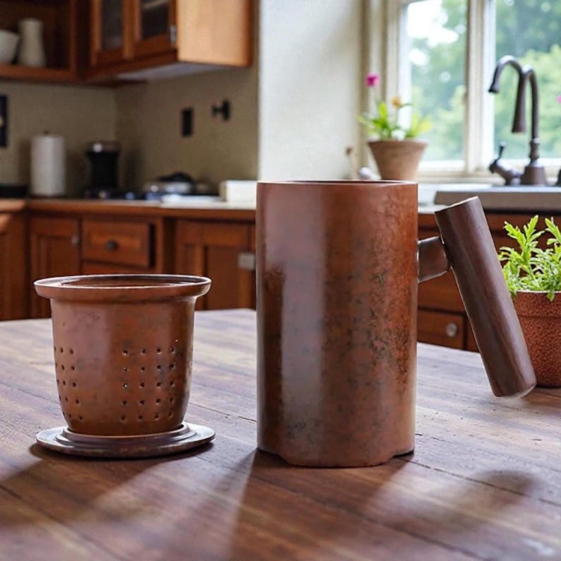 Handcrafted Japanese Tea Infuser Mug Set – Minimalist Stoneware Cup ...