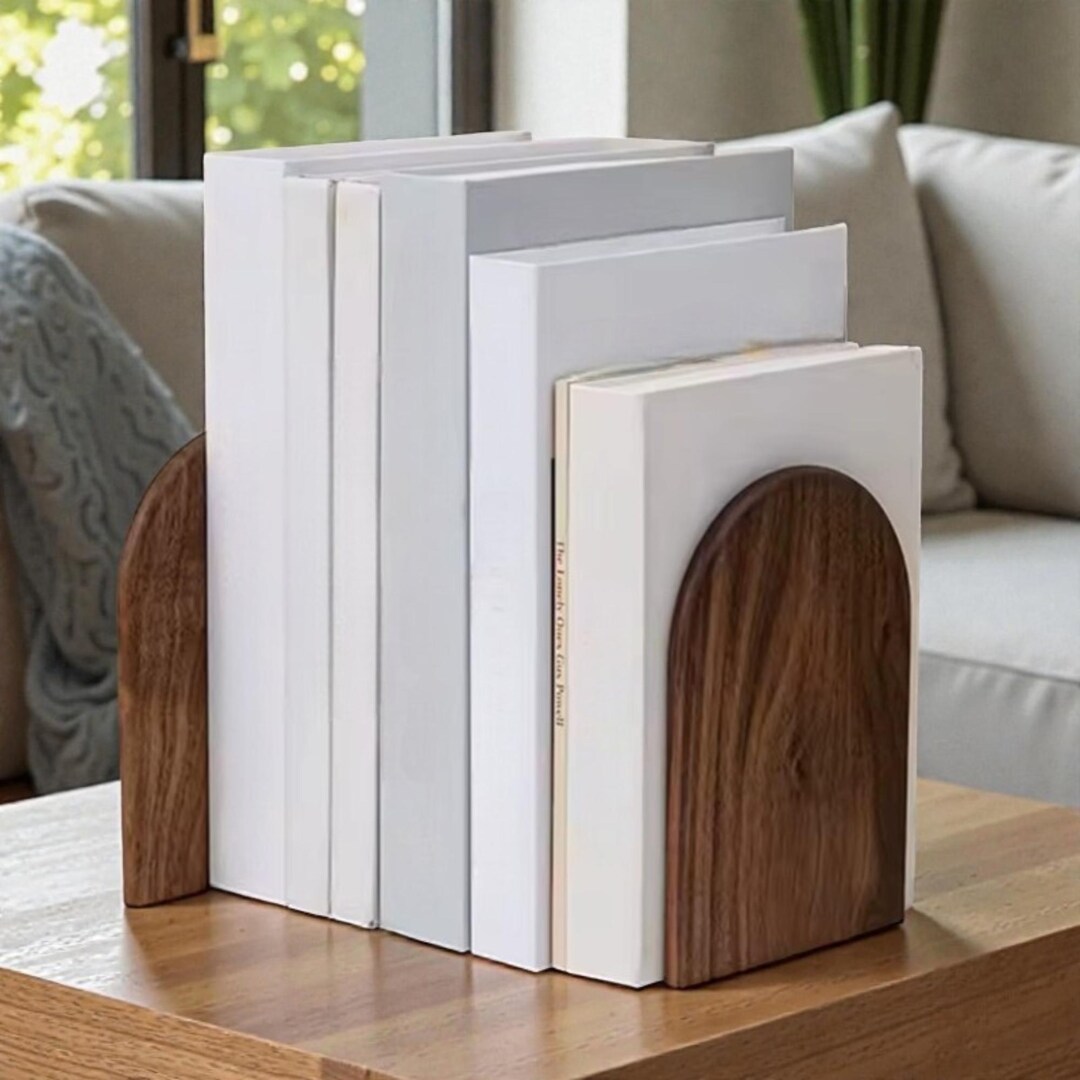 Artisan Solid Wood Bookends – Handcrafted Natural Desk & Bookshelf ...