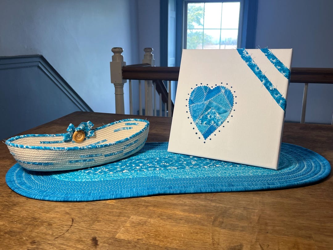 3pc Cotton Jelly Roll Set, Table Runner, Rope Bowl, Heart Canvas - Etsy
