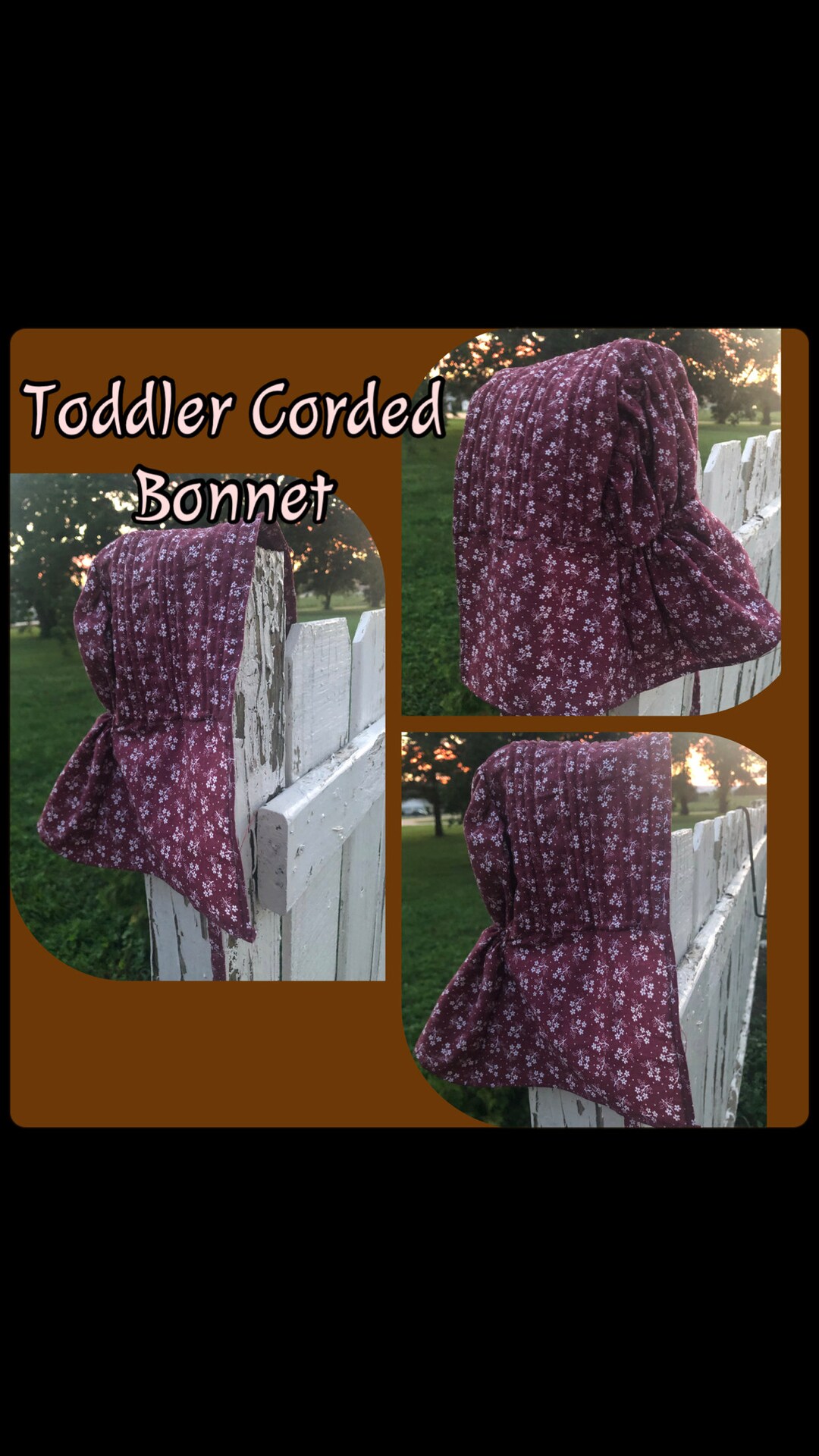 Toddler Corded Bonnet Ships Immediately - Etsy