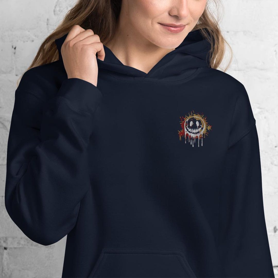 Embroidered Smile Face Hoodie ,funny Hoodie, Boyfriend Girlfriend ...