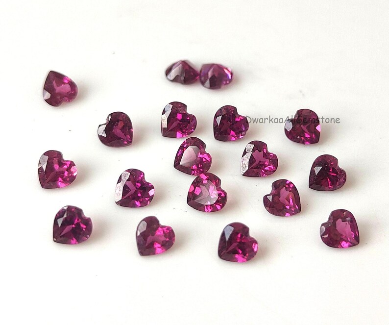 Rhodolite Garnet Heart Cut Gemstone | Natural Pink Purple Loose Stone ...