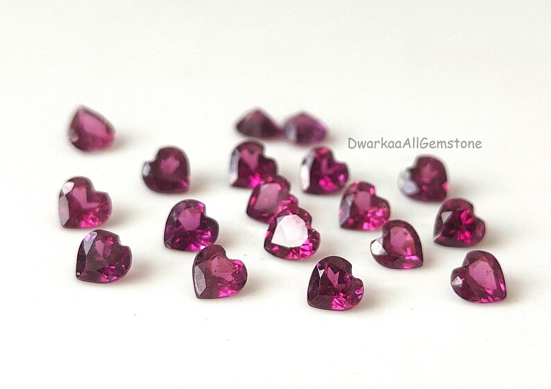 Rhodolite Garnet Heart Cut Gemstone | Natural Pink Purple Loose Stone ...