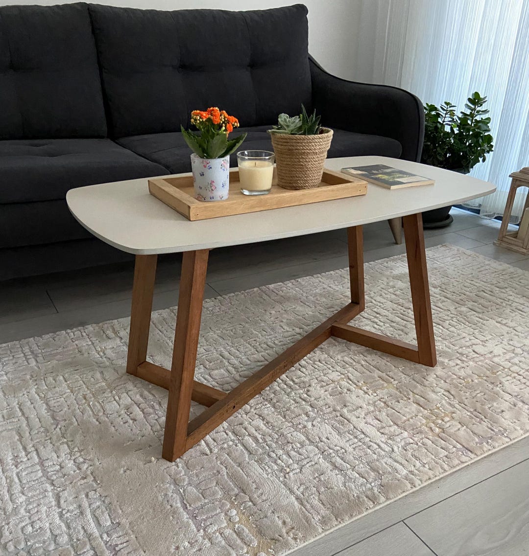 Irregular Modern Coffee Table – Scandinavian Wood & Beech Legs - Etsy
