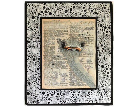 O is for Ostrich-painted ORIGINAL Miniature Art Quilt - Etsy