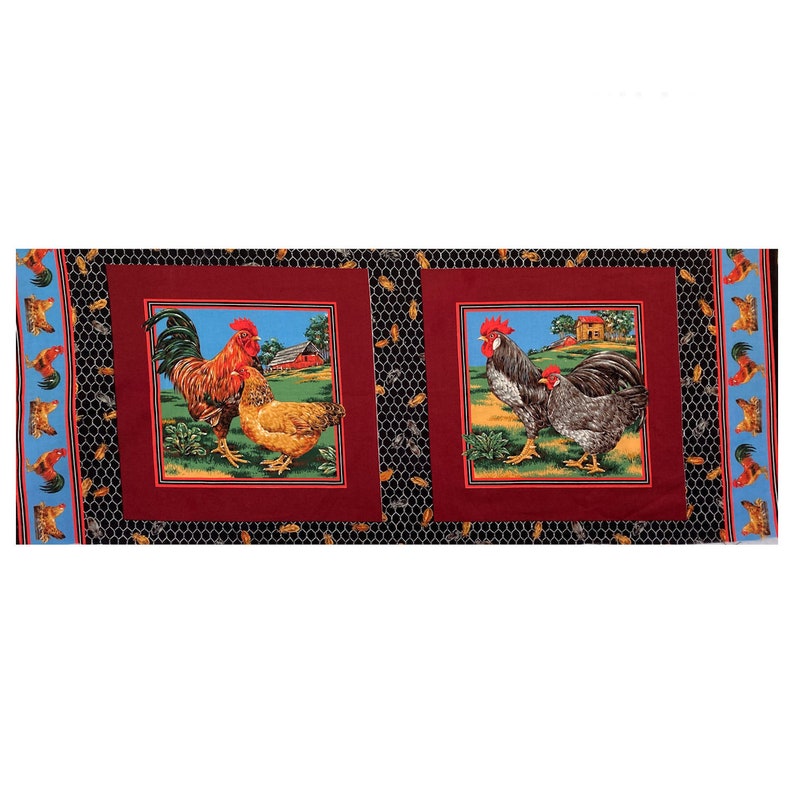 Collectible Fabric ROOSTER Panel Country Theme by Cranston - Etsy