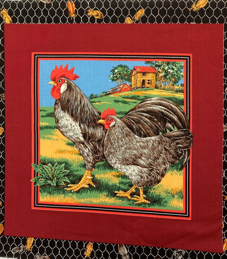 Collectible Fabric ROOSTER Panel Country Theme by Cranston - Etsy