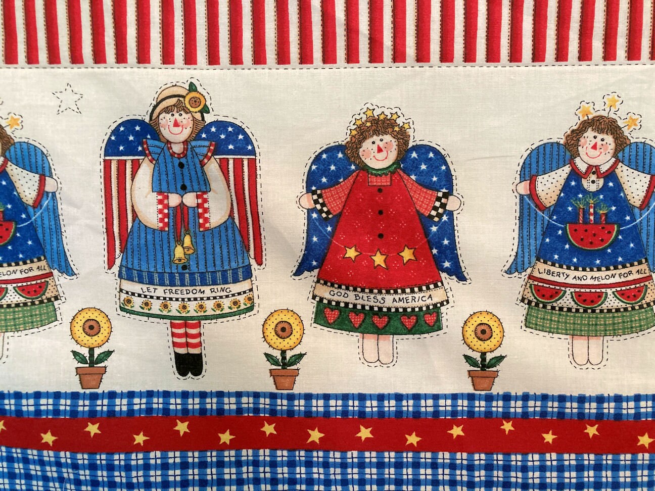 PATRIOTIC Primitive Style Angels Panel - Etsy