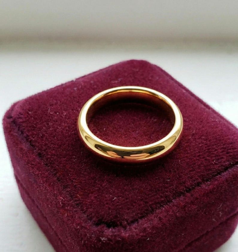 Rose Gold D-shape Band Ring • Sterling Silver Wedding Band, Minimalist ...