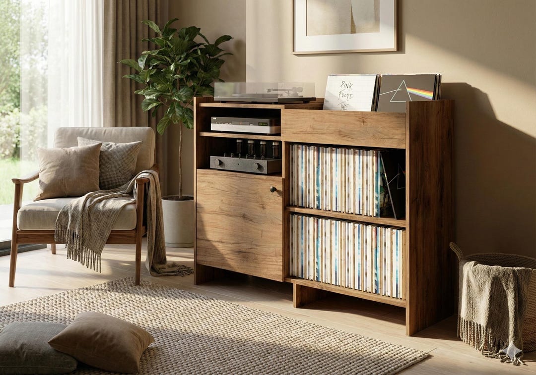 Handmade Record Player Stand | Turntable Stand | LP Vinyl Storage Shelf ...