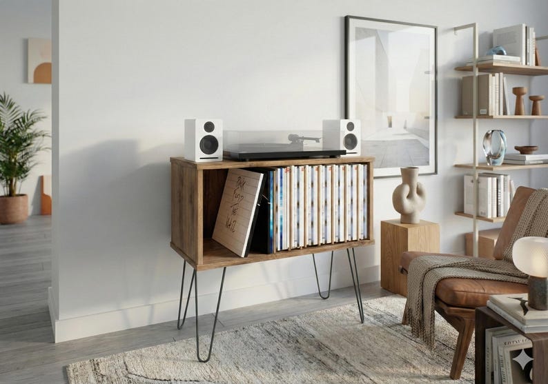 Handmade Record Player Stand | Turntable Stand | LP Vinyl Storage Shelf ...