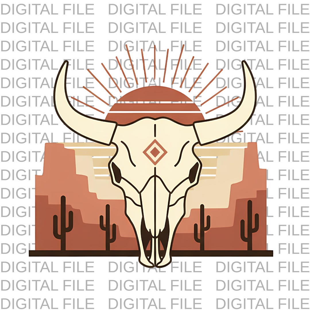 Western Bull Skull PNG – Aztec Cow Skull Graphic, Cowboy Western Design ...