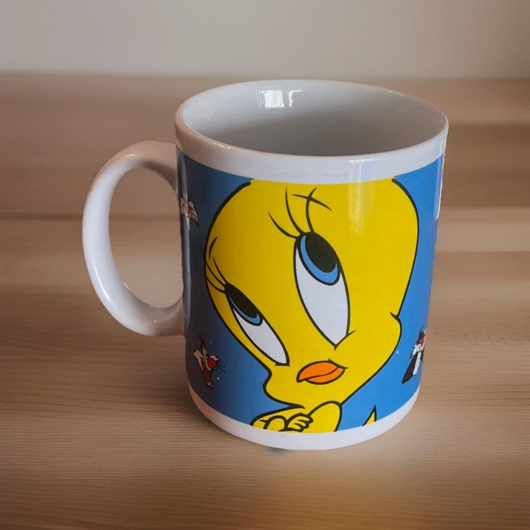 Vintage Mug Tweety Bird and Sylvester Gibson 90s 1998 Blue Yellow ...