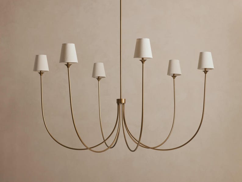 Handmade 1950's Mid Century Daphne Metal Round Chandelier in Ecru ...