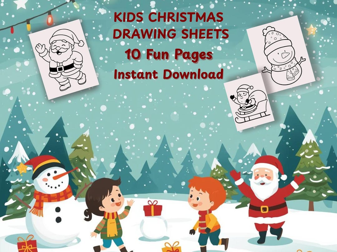 Christmas Kids Drawing Sheets | Printable Coloring Pages | Fun Holiday ...