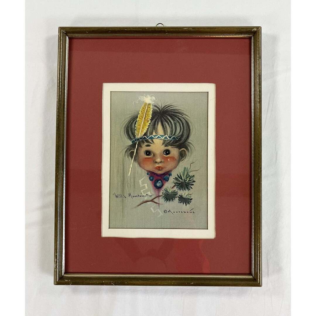 Vtg 1950s Monteague Flagg Willie Mountain Top Native American Art ...
