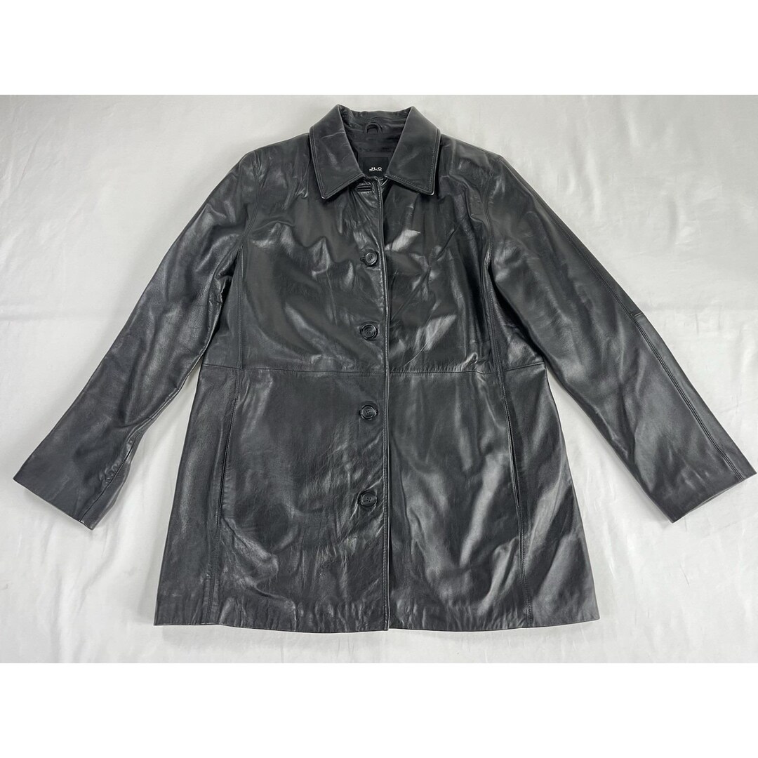 Vintage Y2K JLC New York Black Leather Button up Coat Jacket Women's L ...