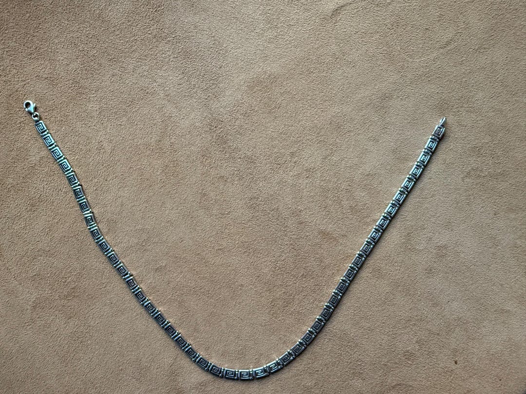 Greek Key Sterling Silver Necklace – Meander Chain, 16" - Etsy