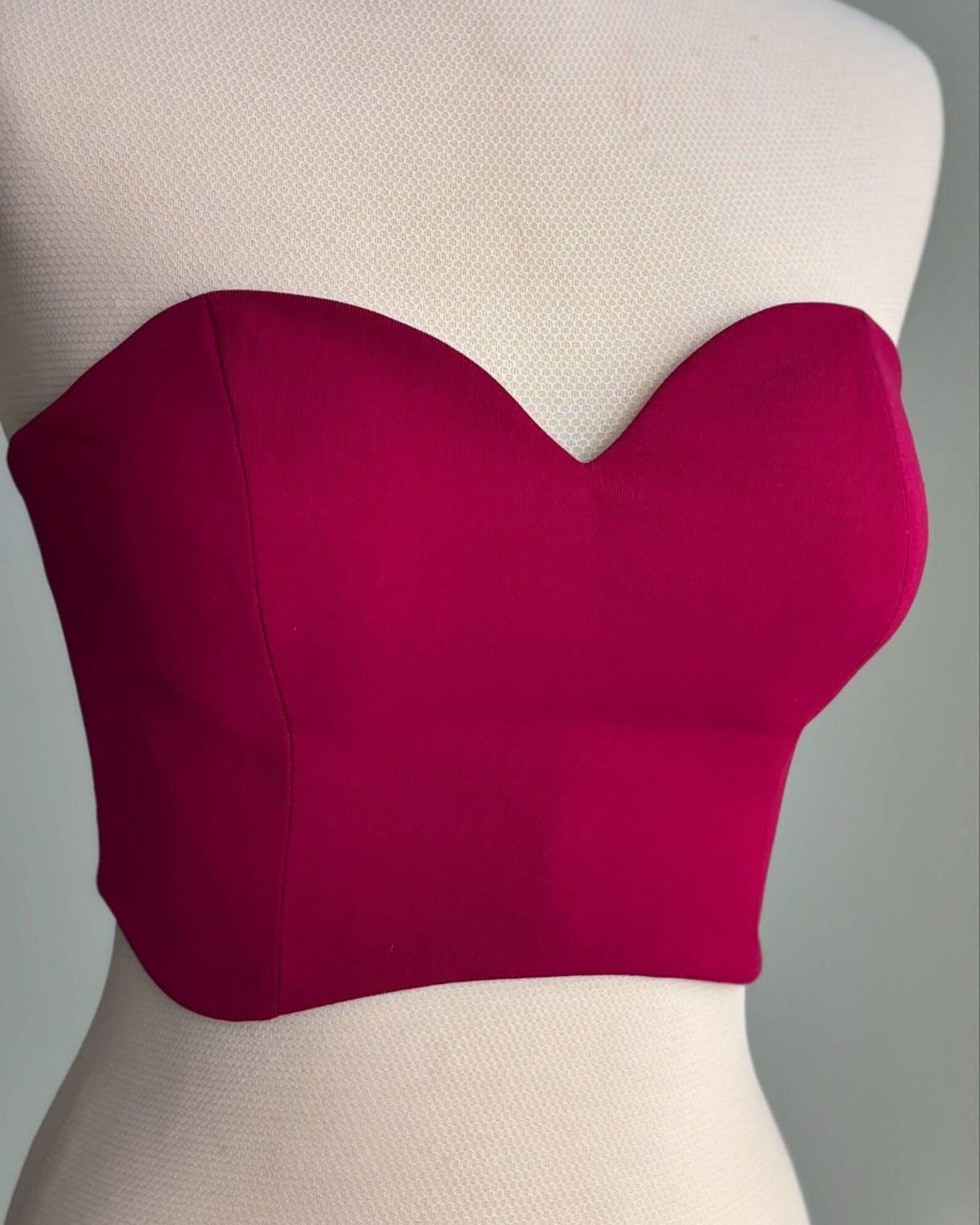 Handmade Magenta Corset Crop Top – Sweetheart Strapless Bustier - Etsy