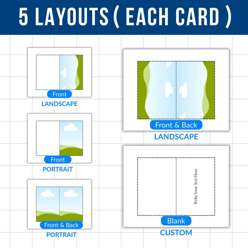 Editable Greeting Cards Templates, 7 Printable Folded Cards, A6 ...