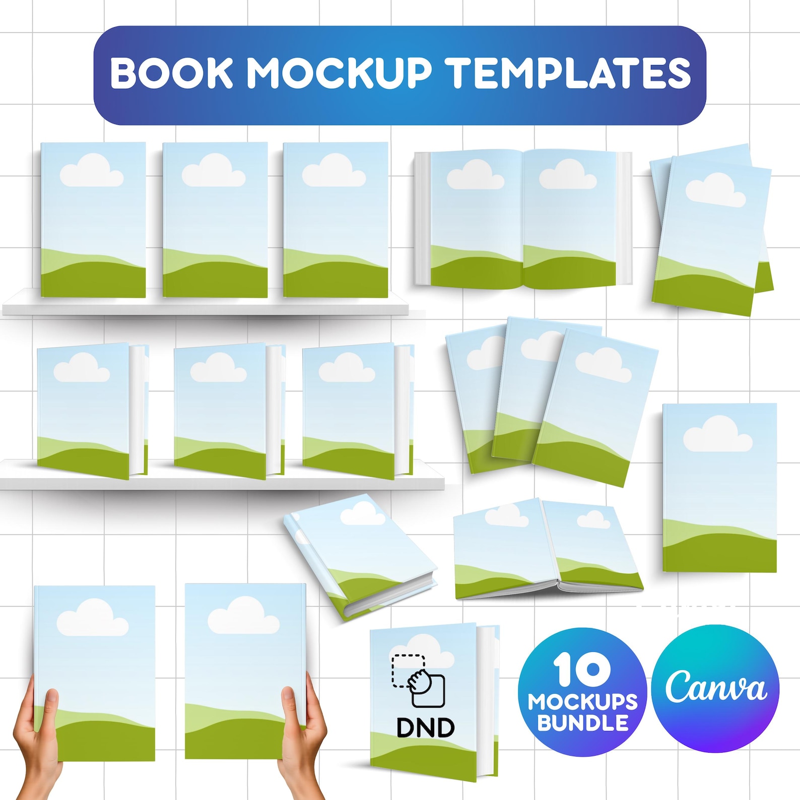 10 Canva Books Mockup Templates, Editable Canva Frame Books, Book Cover ...