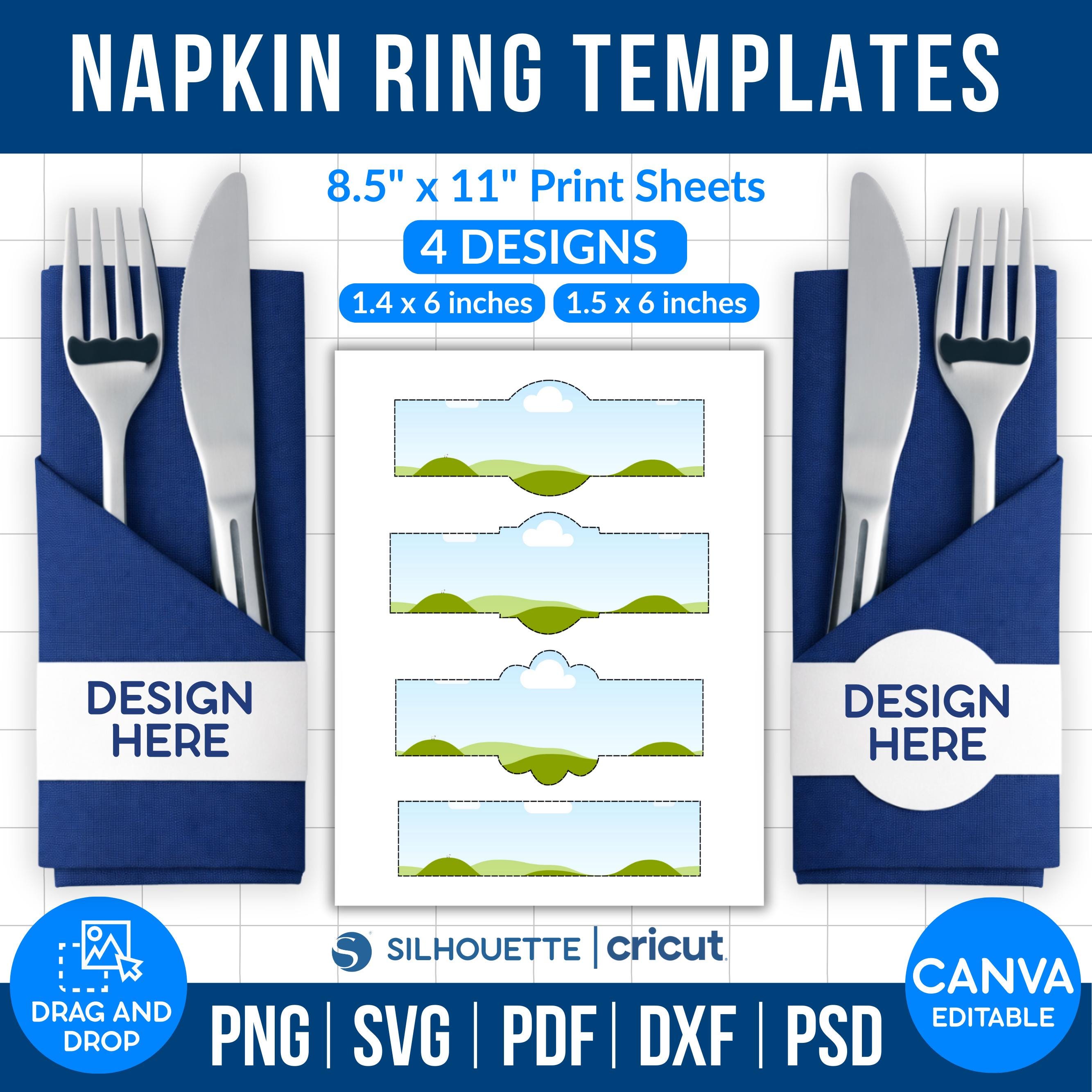 Napkin Label Editable Templates, Canva Frame Napkin Wraps, Cutlery Food ...