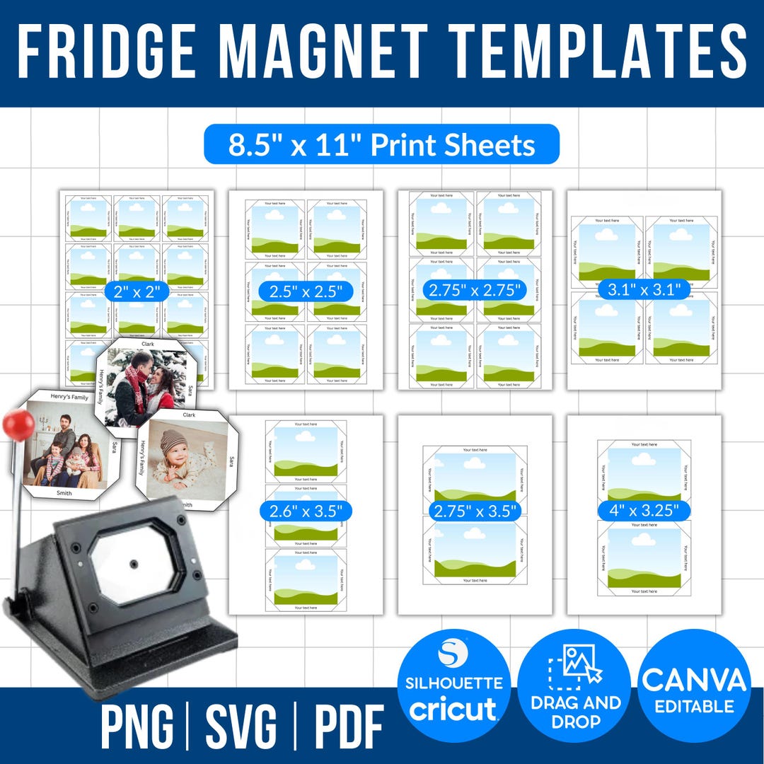 Square Fridge Magnets Templates, 2.5x2.5 Square Magnet Canva Frame ...