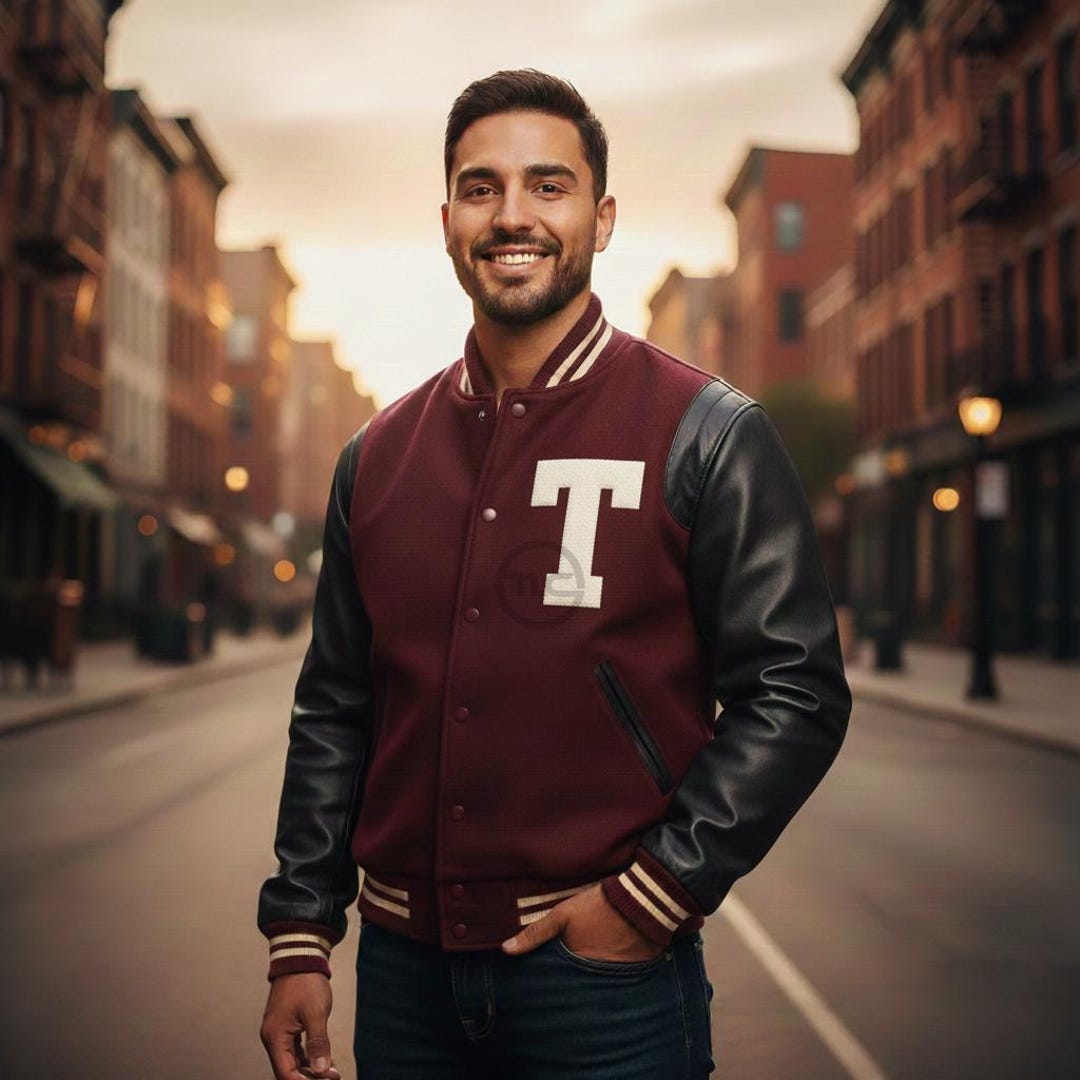 Unisex Varsity Jacket Wool Body Leather Sleeves Letterman College ...