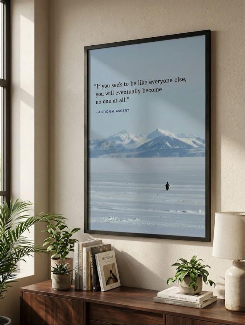 Nihilist Penguin - Motivational Penguin Wall Art - Minimalist Quote ...