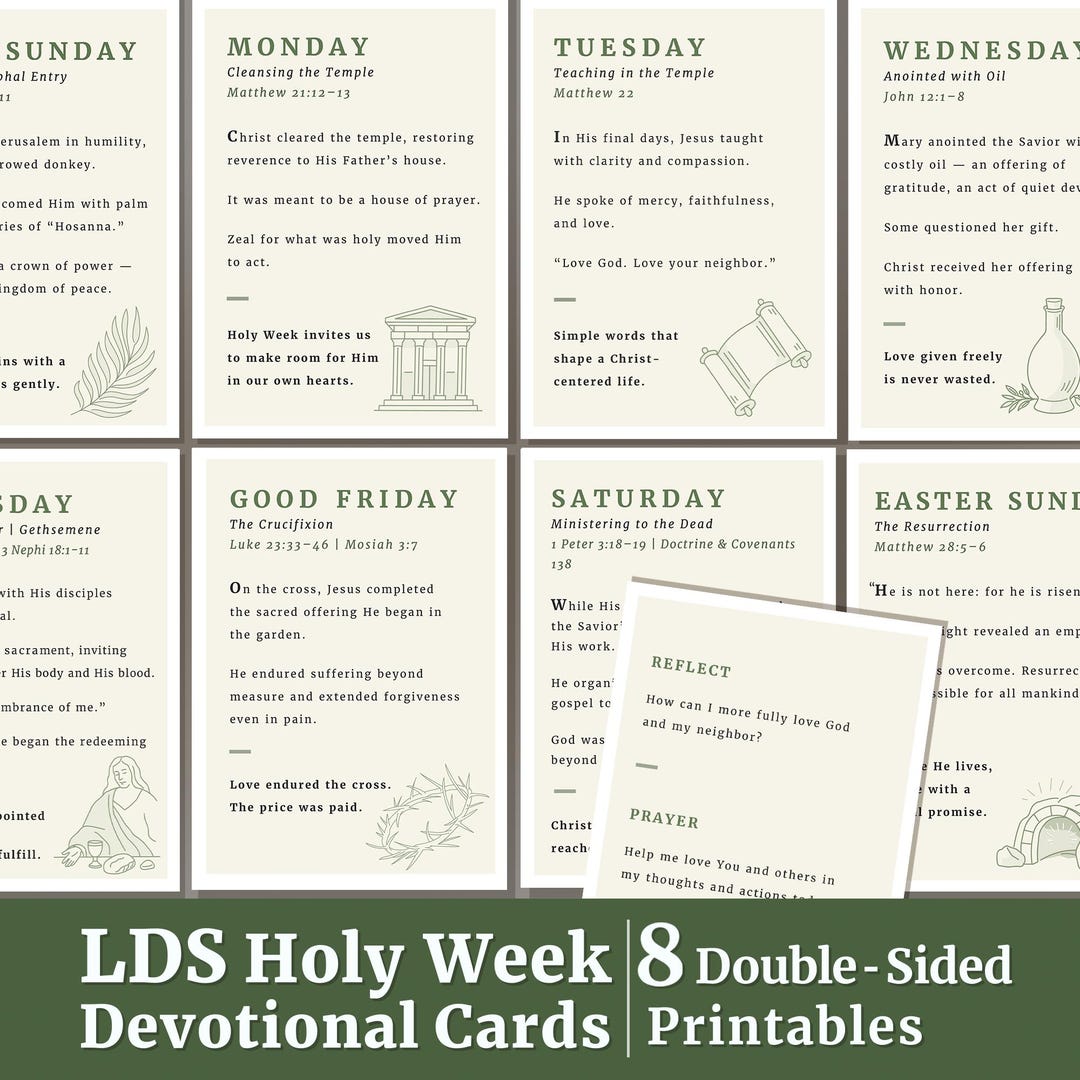 LDS Holy Week Devotional Cards Printable – Easter Scripture Study ...