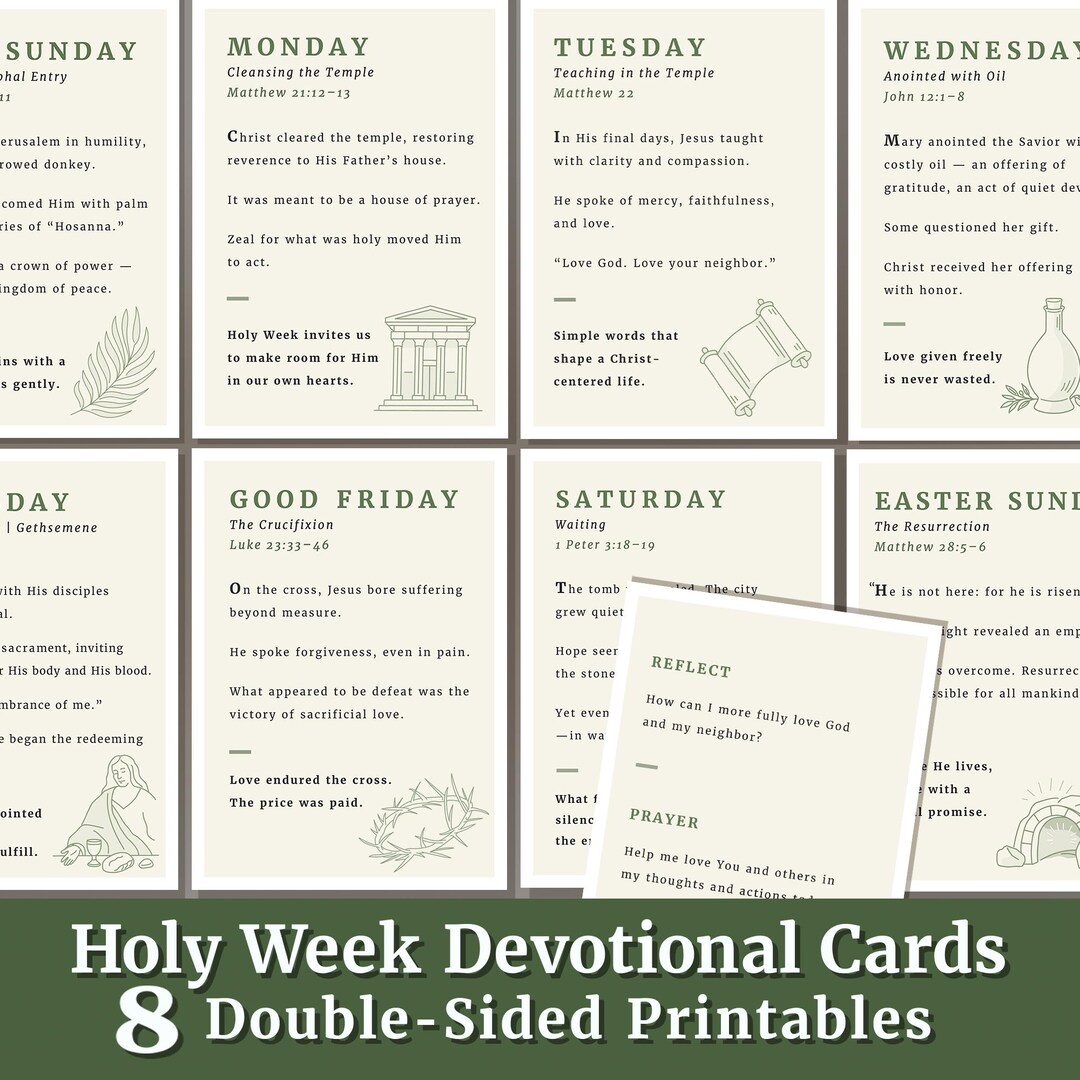 Holy Week Devotional Cards - 8 Printables - Easter Scripture Study ...