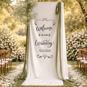 Custom Wedding Welcome Sign, Elegant Fabric Ceremony Decor - Etsy