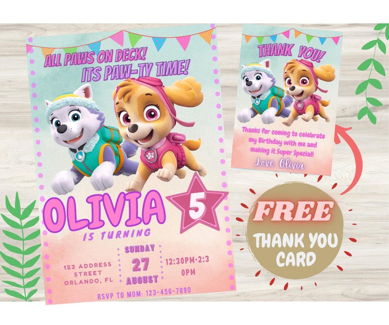 Printable Paw-ty Editable Invitation, Puppies Birthday Invite Boy Girl ...