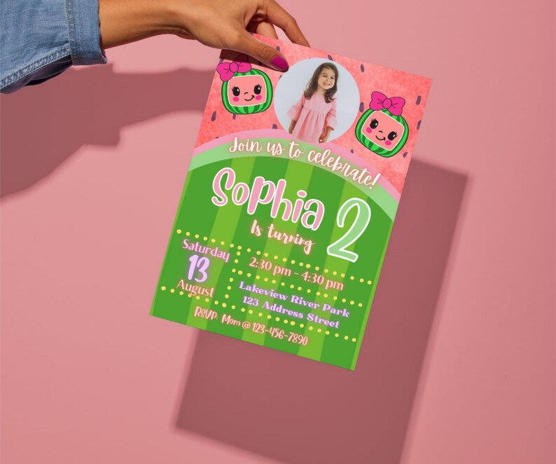 Cute Watermelon Birthday Invitation, Rainbow Melon Party Invite ...