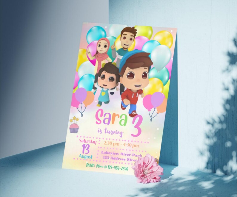 Editable Omar and Hana Birthday Invitation, Digital Kids Birthday ...