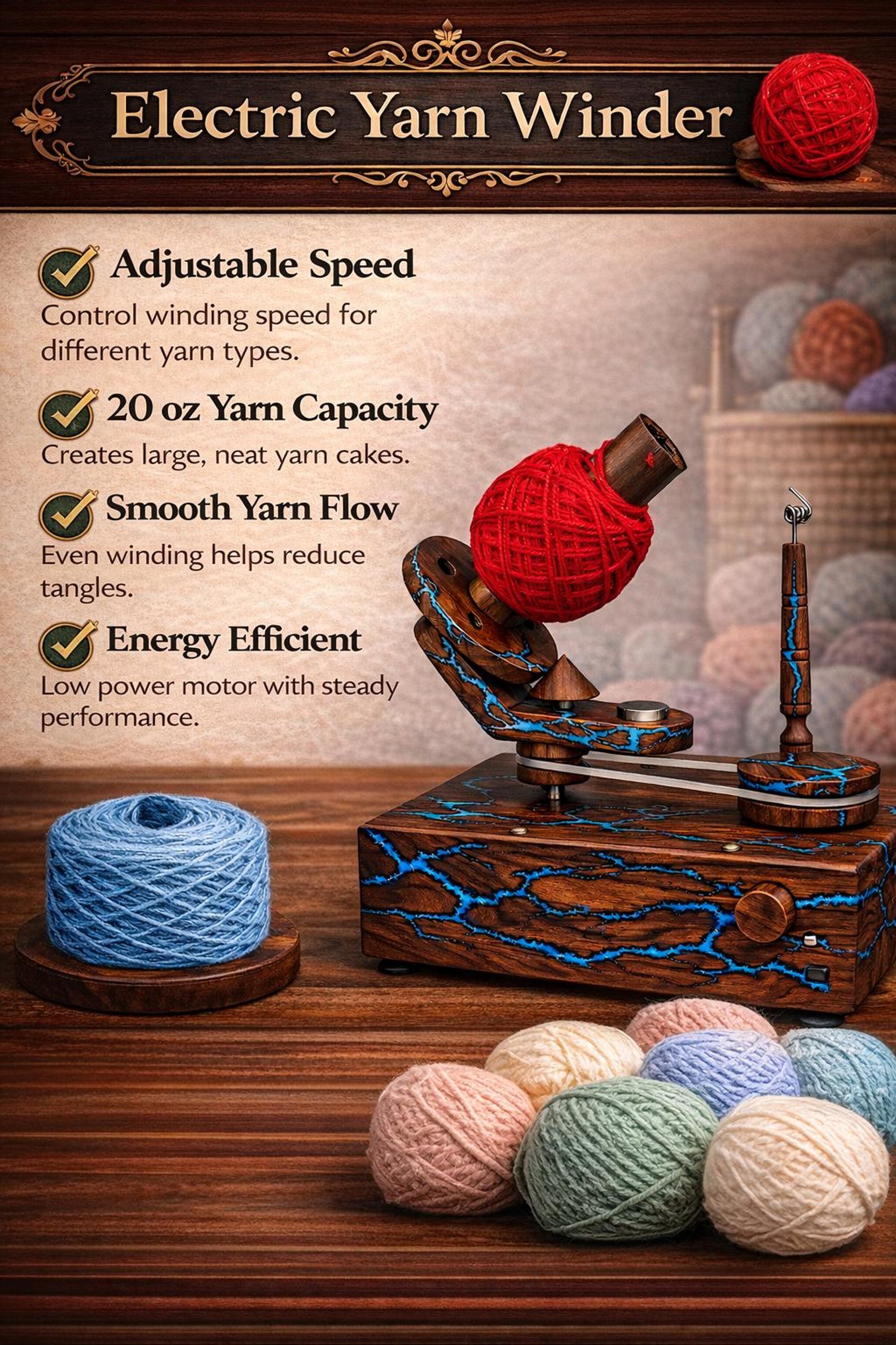 Automatic Yarn Ball Winder, 20 Oz Yarn Cake Maker, Adjustable Speed ...