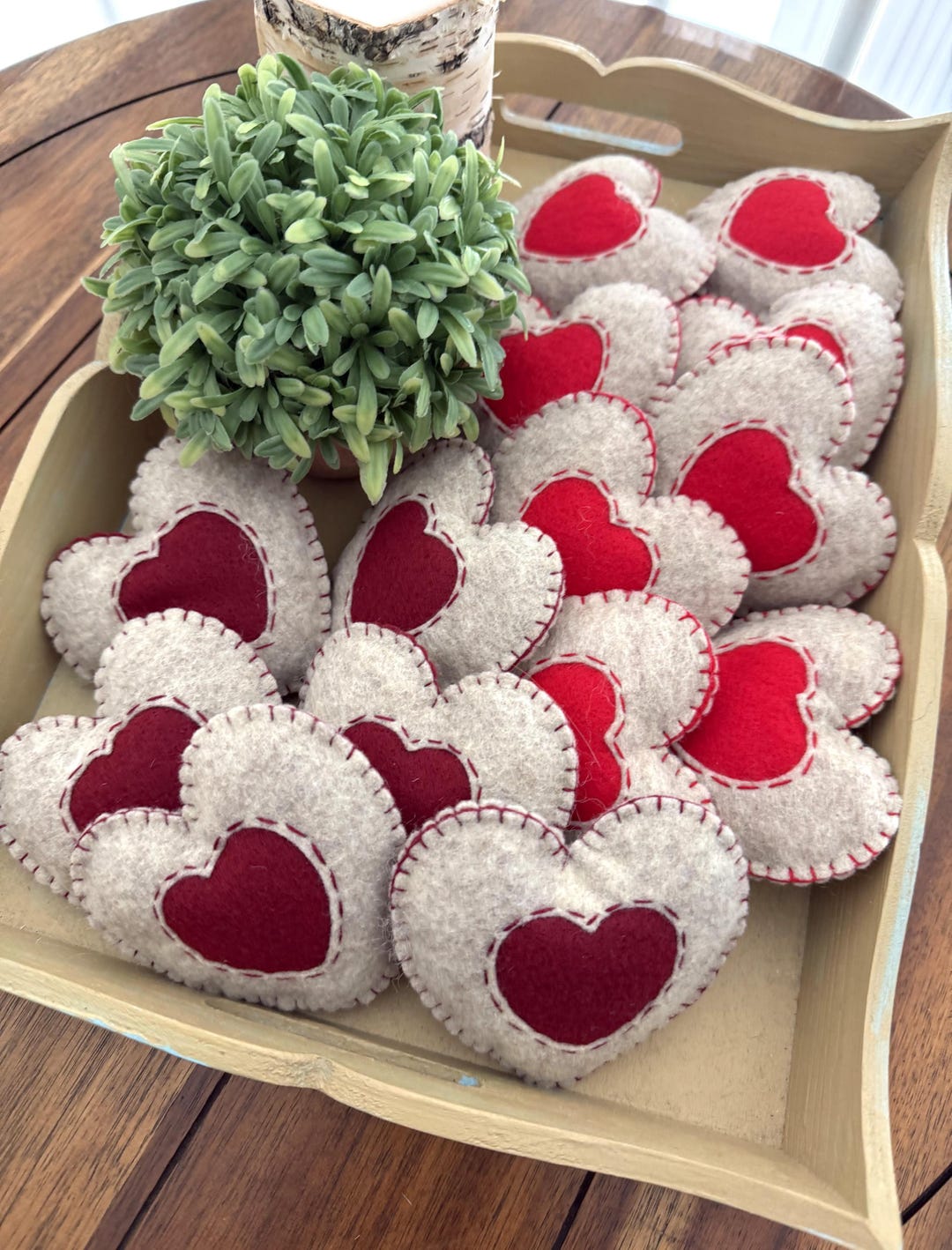 Hand Stitched Felt Heart Ornaments, Sweet Decor - Etsy
