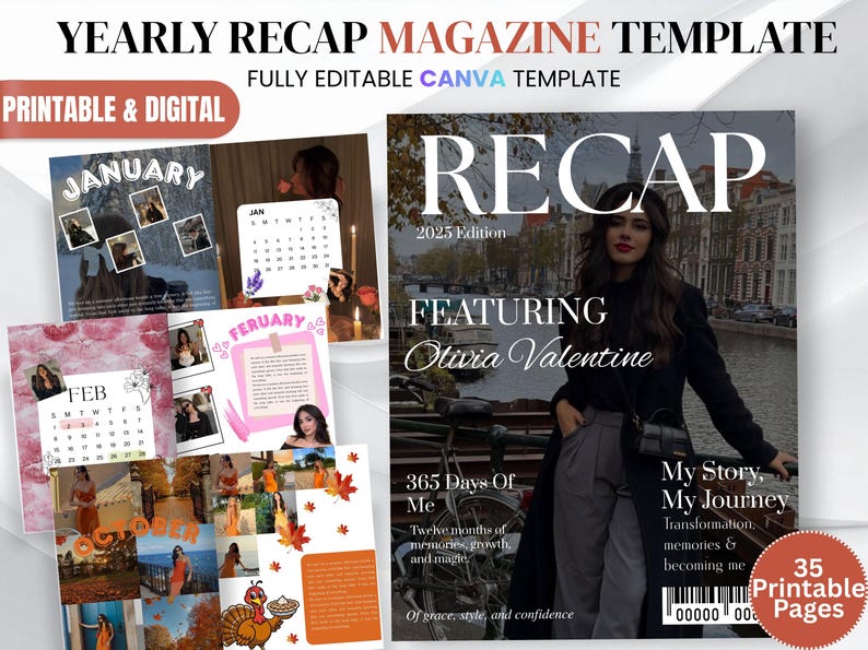 Yearly Recap Magazine Template - Photo Collage - Memory Book 2025 ...